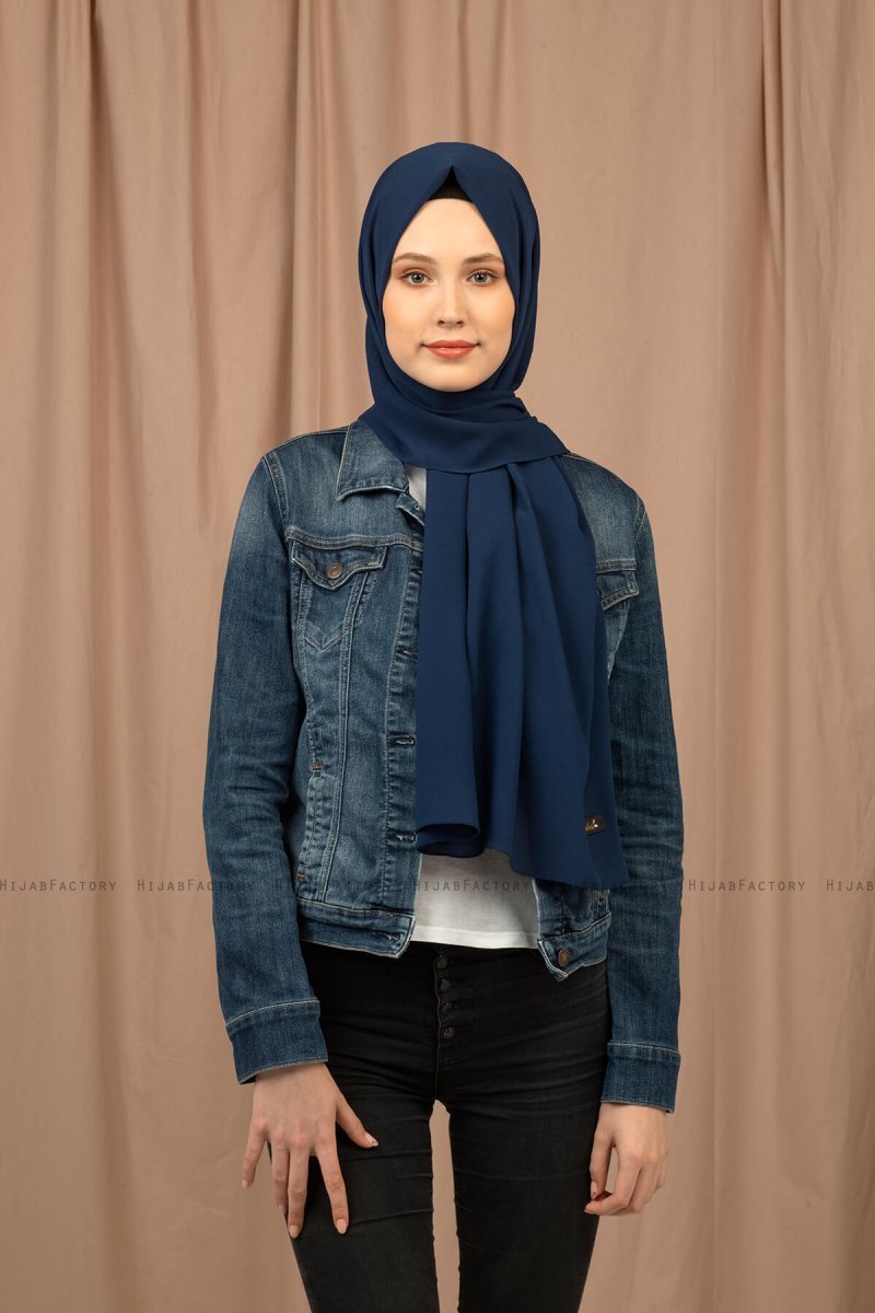 Yildiz - Navy Blue Crepe Chiffon Hijab - Hijab