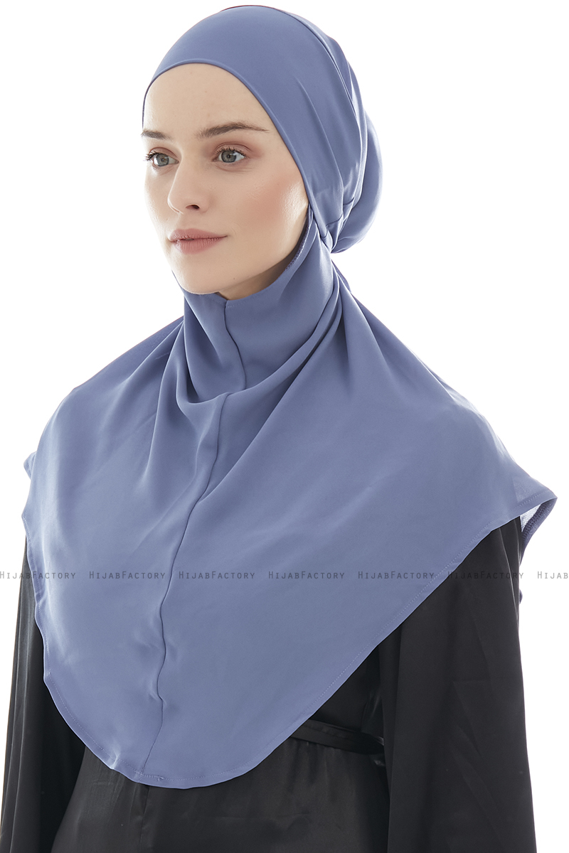 Ebrar - Indigo Crepe Chiffon Al Amira Hijab - Hijab