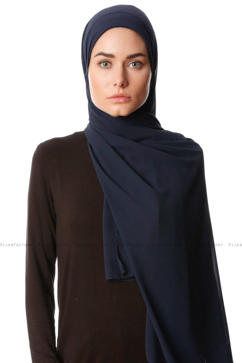 Derya - Dark Navy Blue Practical Chiffon Hijab